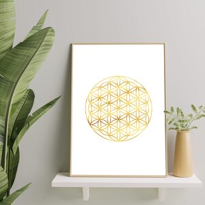 Flower of Life Gold Print | Flower of Life Wall Art | Sacred Geometry ...