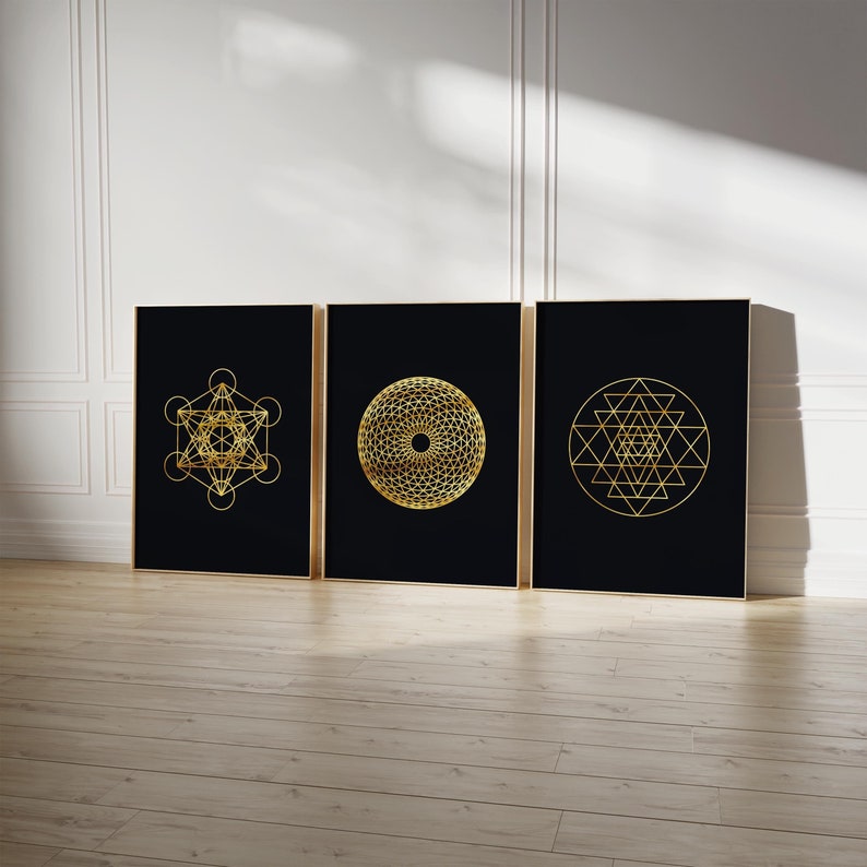 Sacred Geometry Wall Art Set, Printable Wall Art Set of 3, Metatron ...