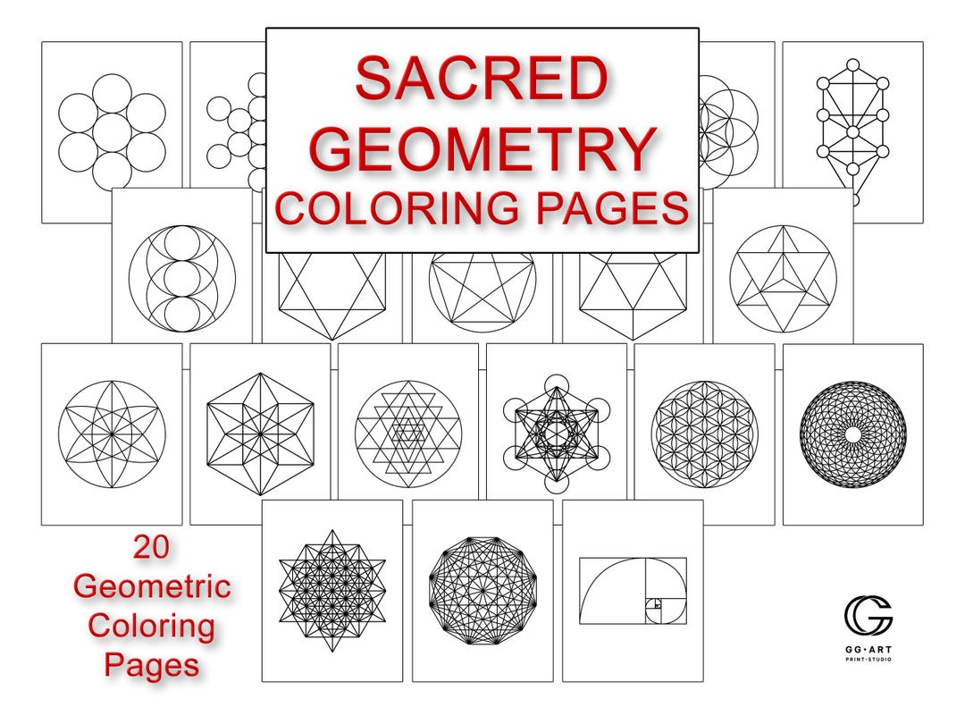 Sacred Geometry Coloring Pages, 20 Spiritual Coloring Book, Geometric ...