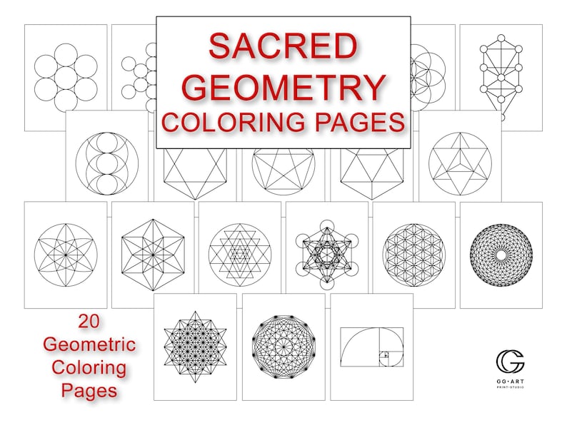 Sacred Geometry Coloring Pages, 20 Geometric Coloring Pages, Flower of ...