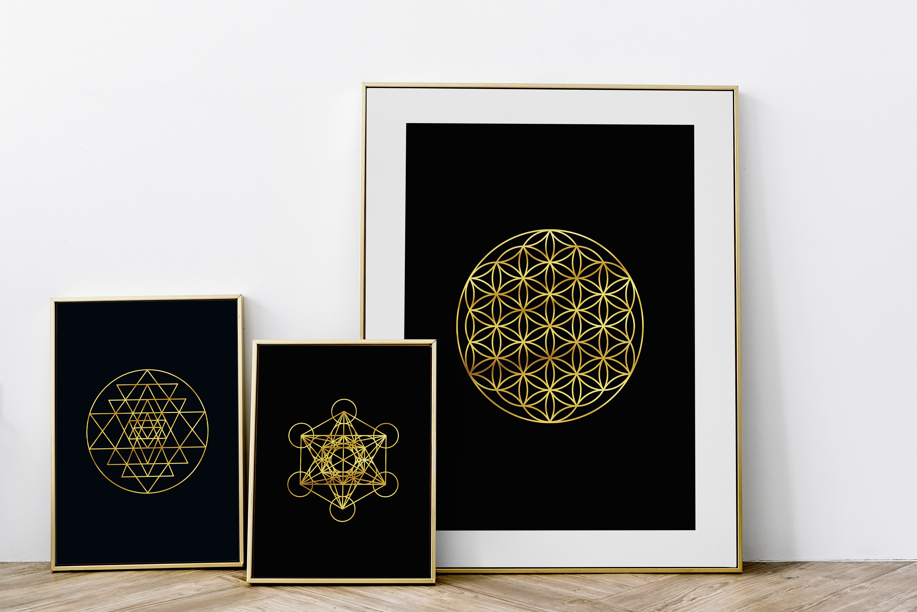 Sacred Geometry Wall Art Set, Flower of Life Wall Art, Sri Yantra Wall ...