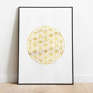 Flower of Life Gold Print | Flower of Life Wall Art | Sacred Geometry ...