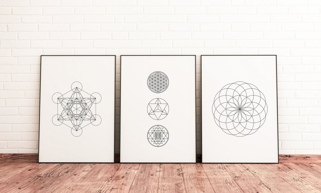 Sacred Geometry Print Set: Torus, Metatron Cube, Flower of Life ...