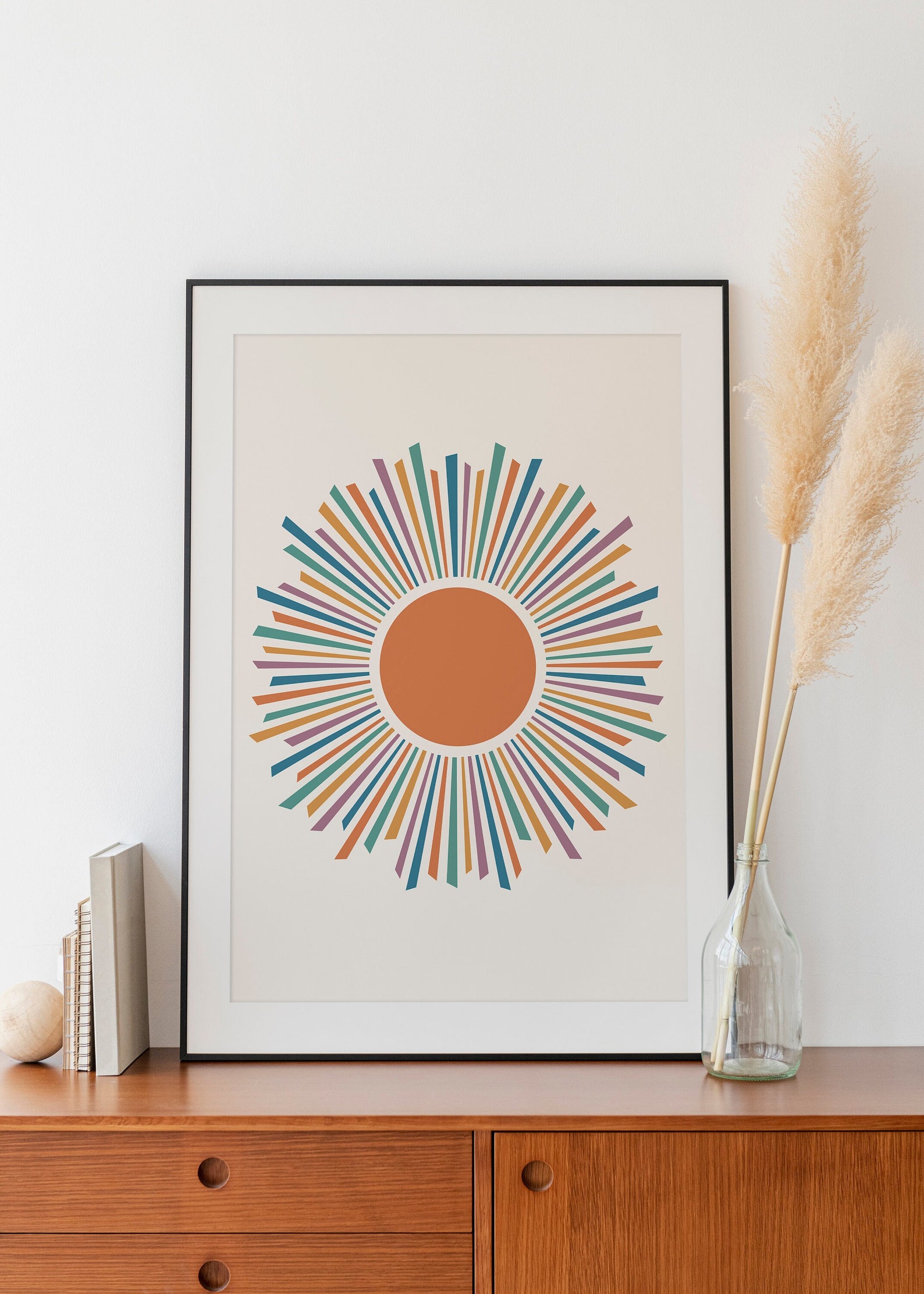 Boho Sun Print, Retro Wall Art, Boho Wall Art, Retro Sun Poster ...