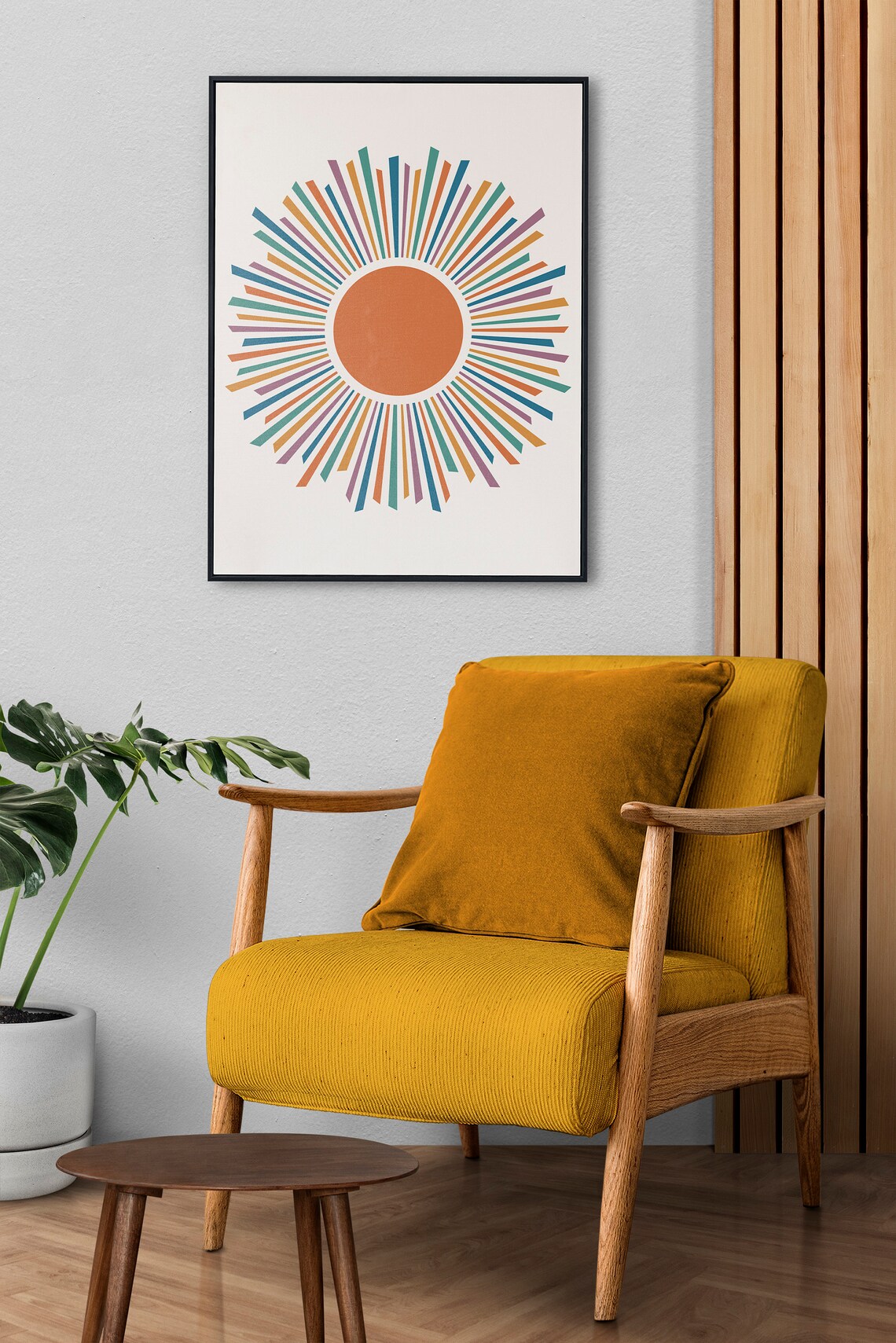 Boho Sun Print, Retro Wall Art, Boho Wall Art, Retro Sun Poster ...