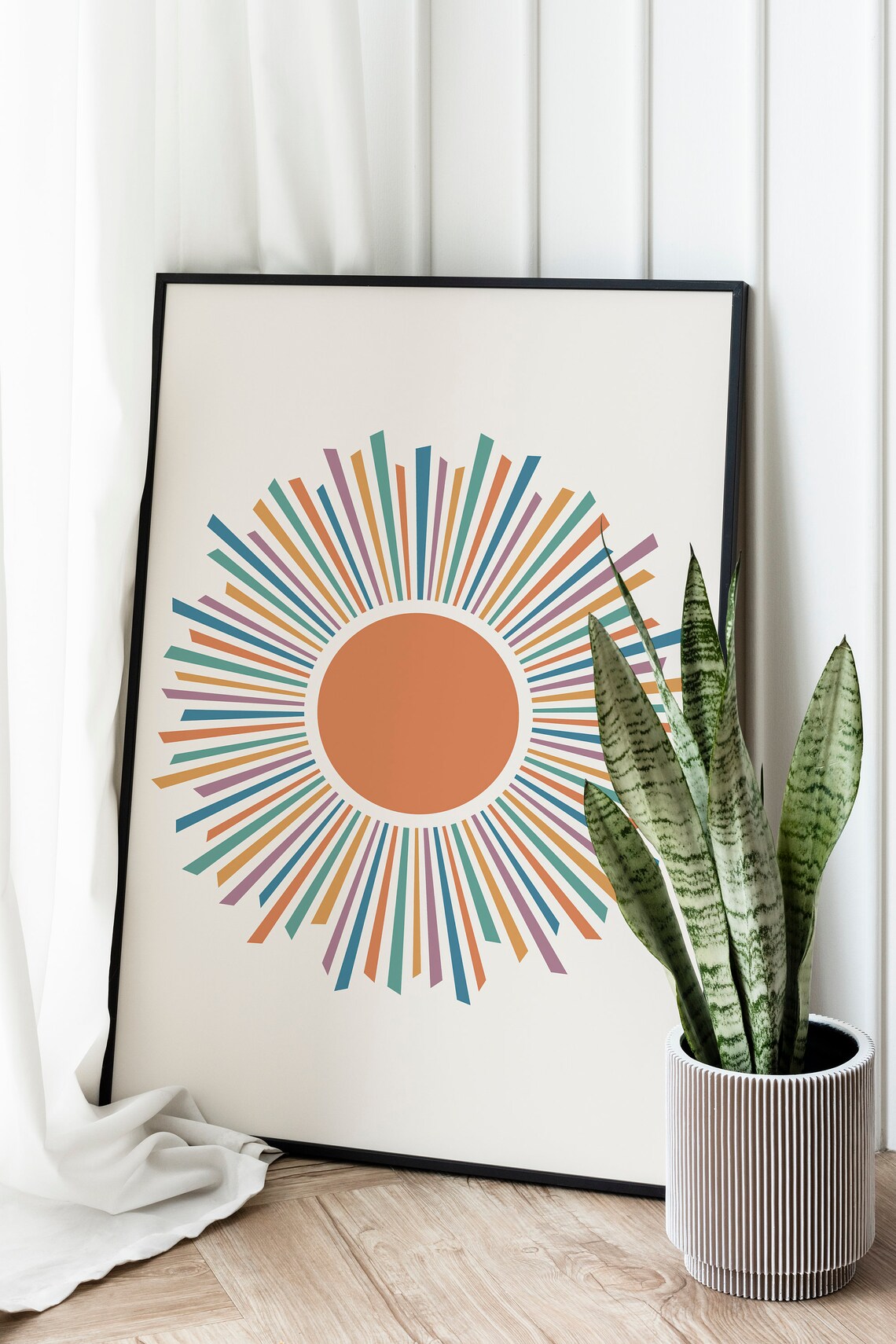 Boho Sun Print, Retro Wall Art, Boho Wall Art, Retro Sun Poster ...
