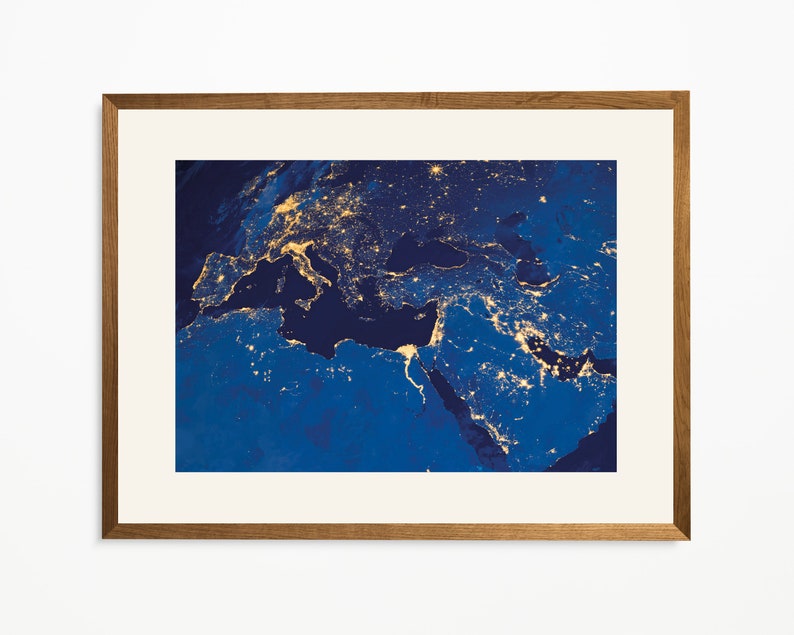 World Map Print, Large World Map, Earth Night Print, NASA Print, World ...