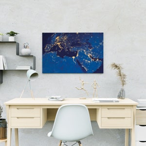 World Map Print, Large World Map, Earth Night Print, NASA Print, World ...