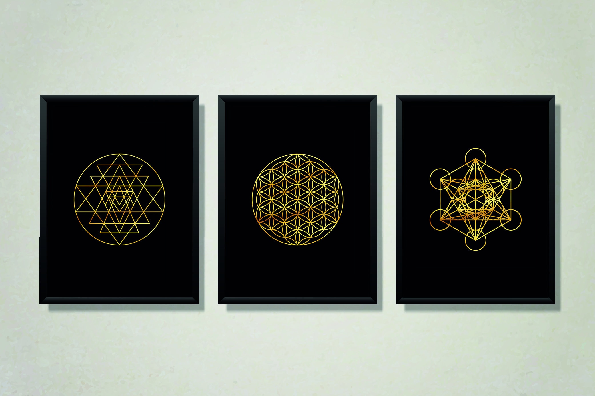 Sacred Geometry Wall Art Set, Flower of Life Wall Art, Sri Yantra Wall ...