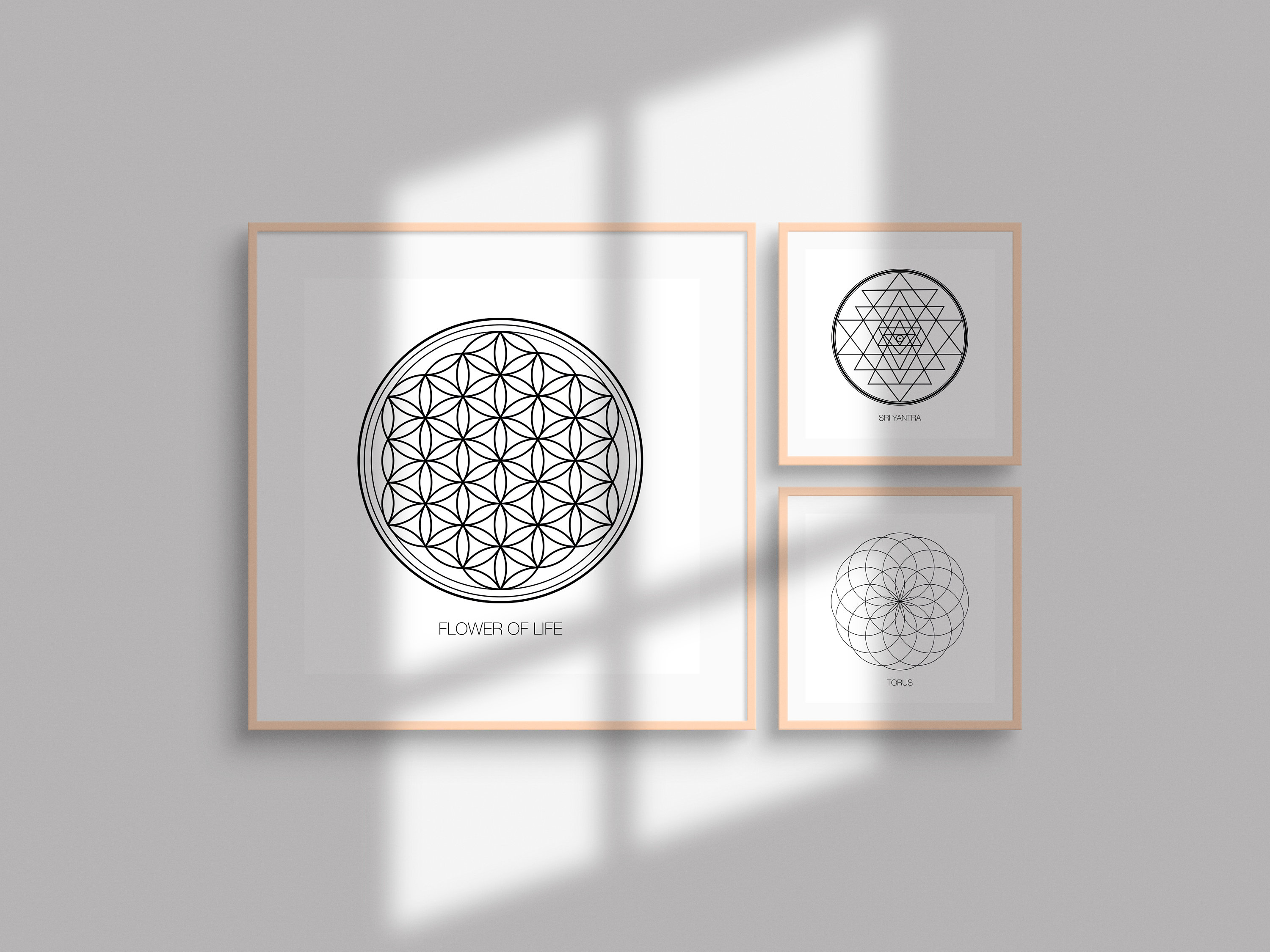 Sacred Geometry Art Prints: Flower of Life, Sri Yantra, Torus (digital ...