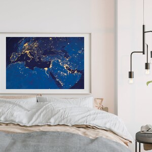 World Map Print, Large World Map, Earth Night Print, NASA Print, World ...