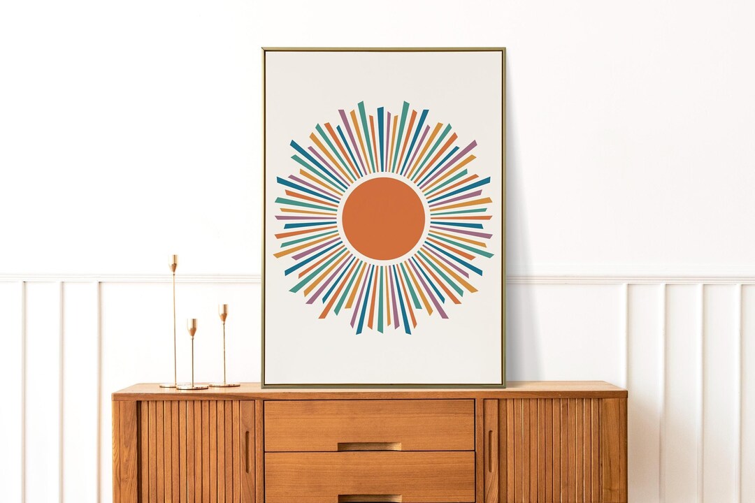 Retro Sunburst Print: Colorful Boho Wall Art (digital Download) - Etsy