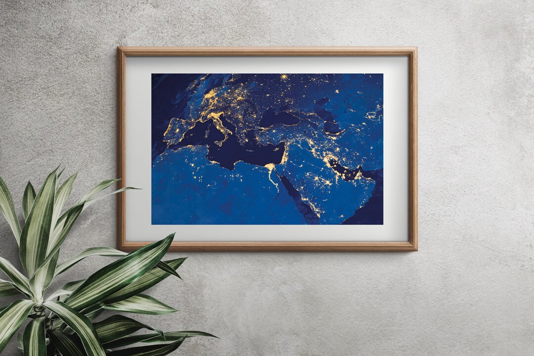 Earth Night NASA Print: Large World Map Wall Art (digital Download) - Etsy