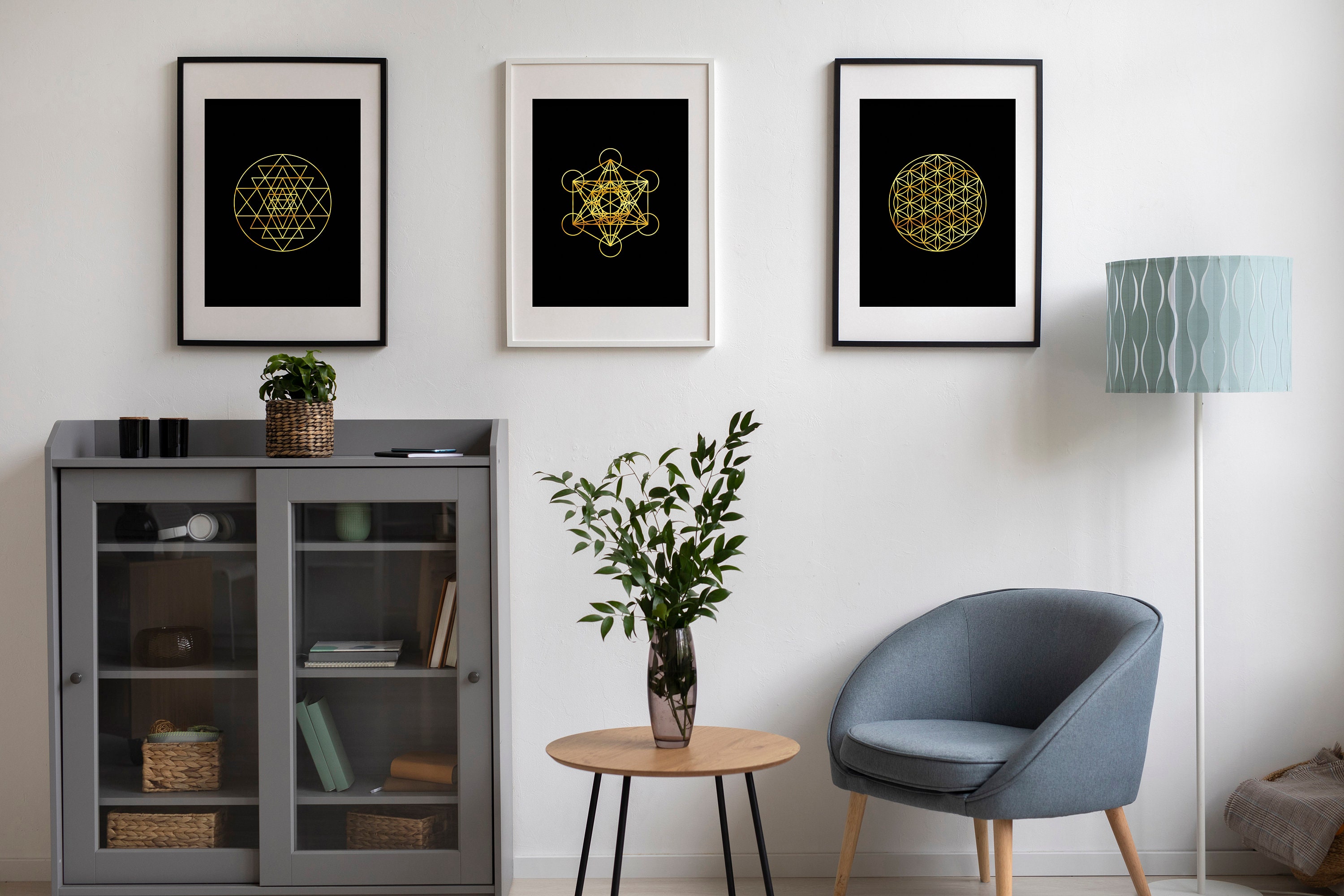 Sacred Geometry Wall Art Set, Flower of Life Wall Art, Sri Yantra Wall ...