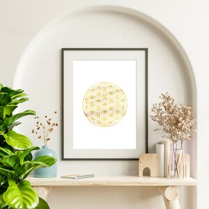 Flower of Life Gold Print | Flower of Life Wall Art | Sacred Geometry ...