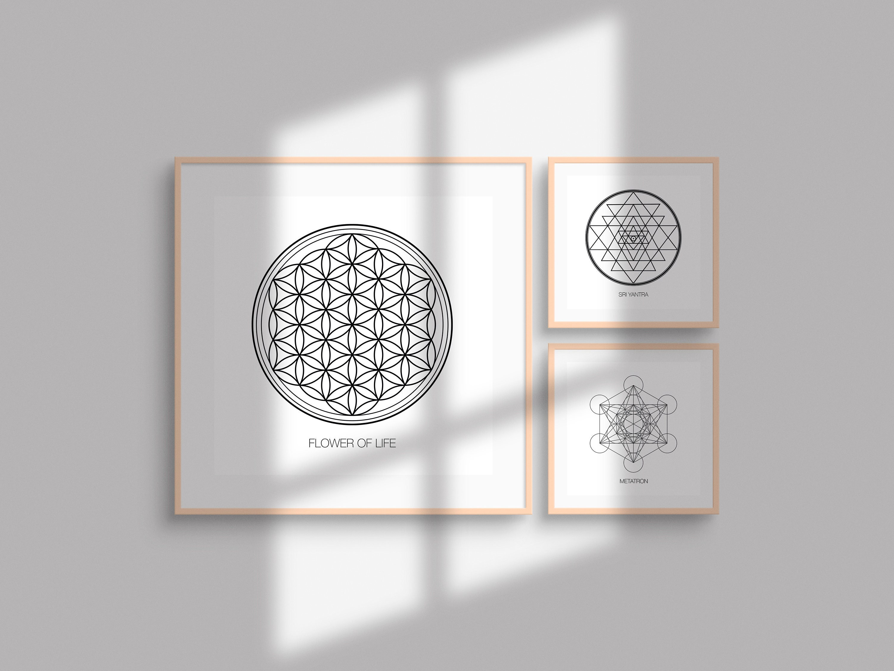 Sacred Geometry Wall Art, Flower of Life Print, Sri Yantra Print ...