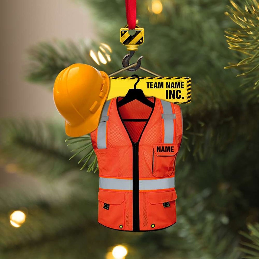 Heavy Equipment Operator Safety Vest Ornament ,personalized Heavy ...