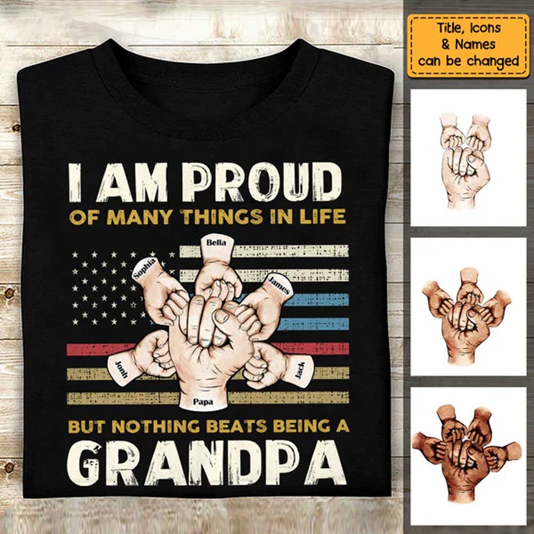 Personalized Grandpa Hand in Hand T Shirt, Father' Day Gift, Custom ...