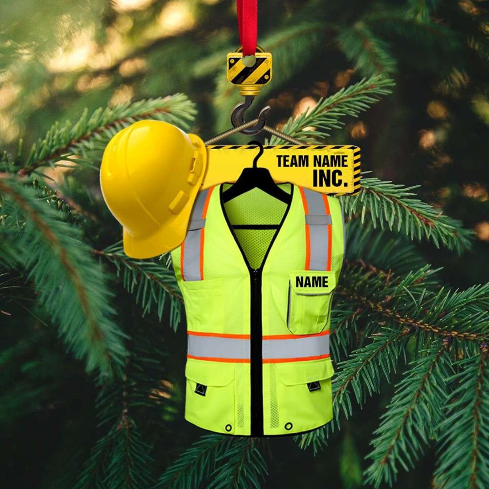 Heavy Equipment Operator Safety Vest Ornament ,personalized Heavy ...