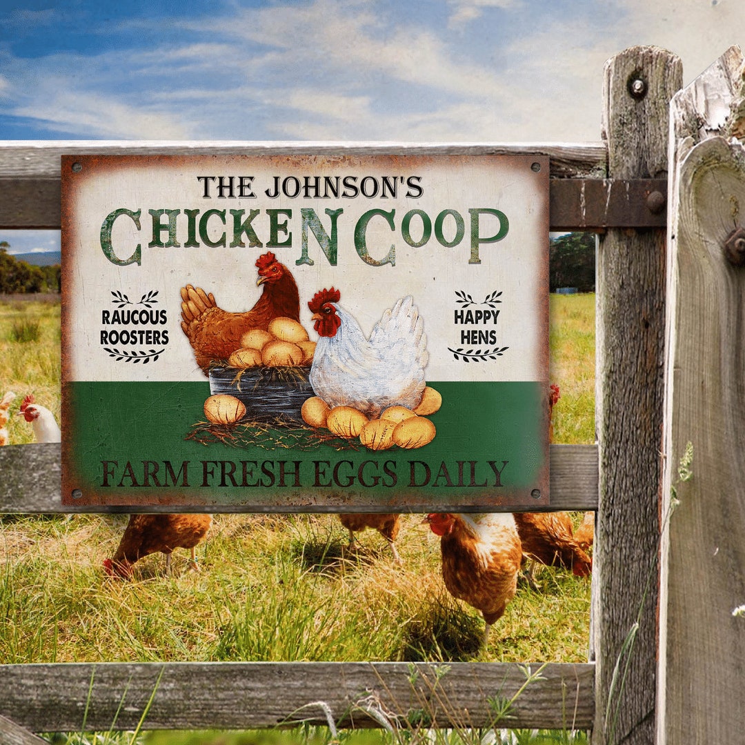 Personalized Chicken Coop Custom Vintage Metal Signs, Chicken Coop Sign ...