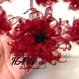 Magnetic Hold Flower Pin Small Red Spikey Mum Flower Brooch Flower Pin ...