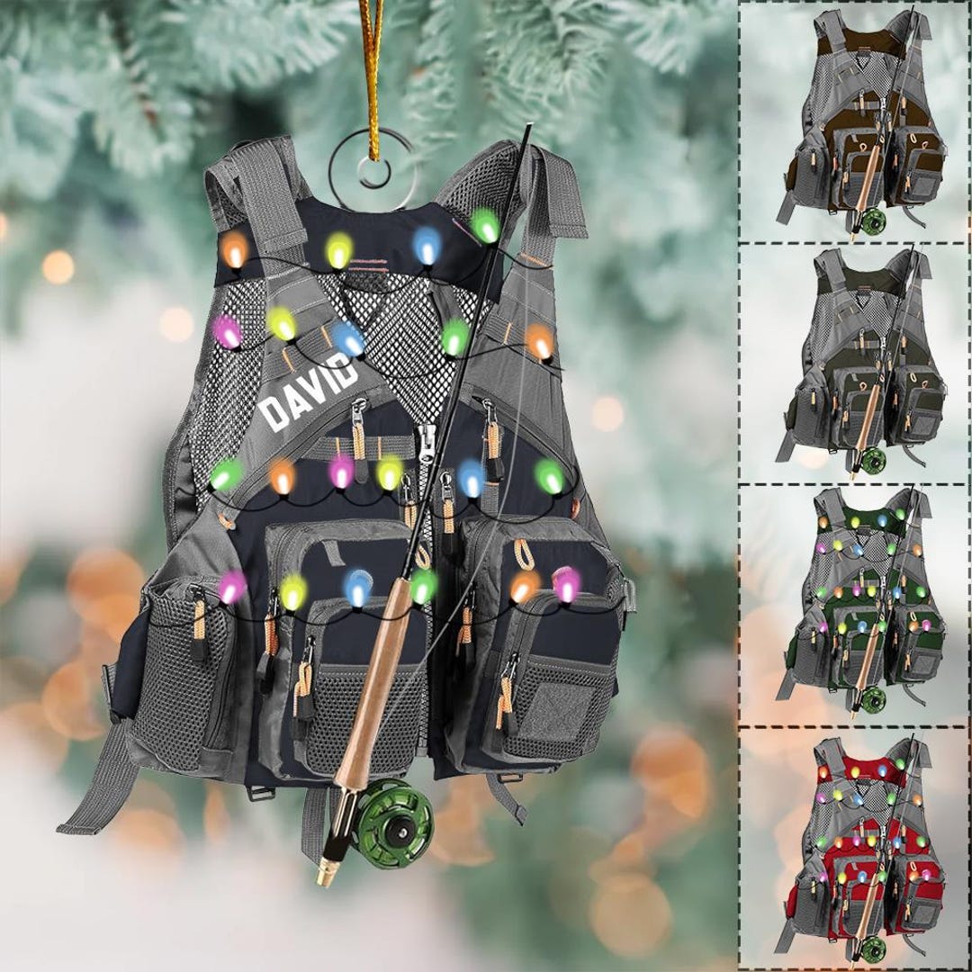 Personalized Fishing Vest Christmas Ornament, Fishing Vest Christmas ...