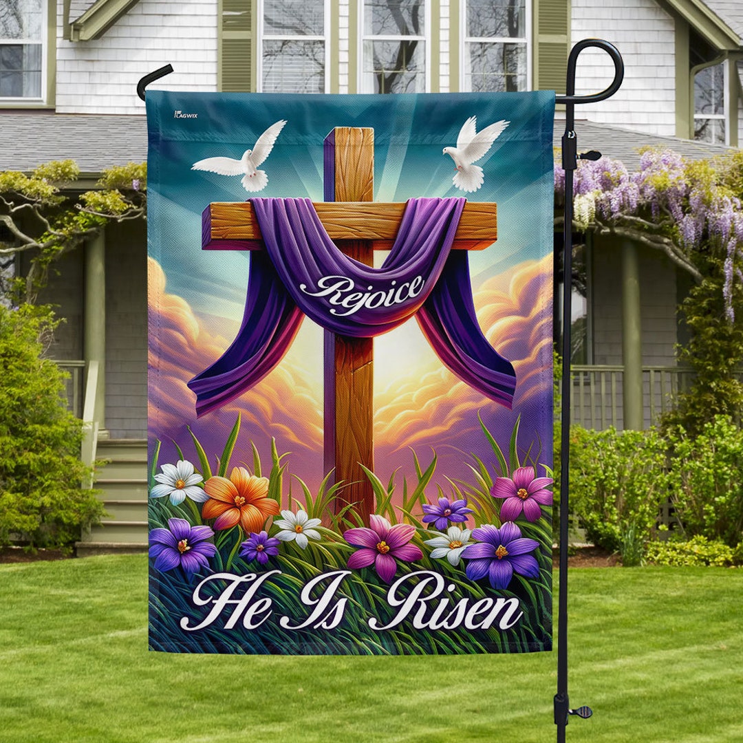 Easter Cross He is Risen Resurrection of Jesus Christian Cross Flag ...