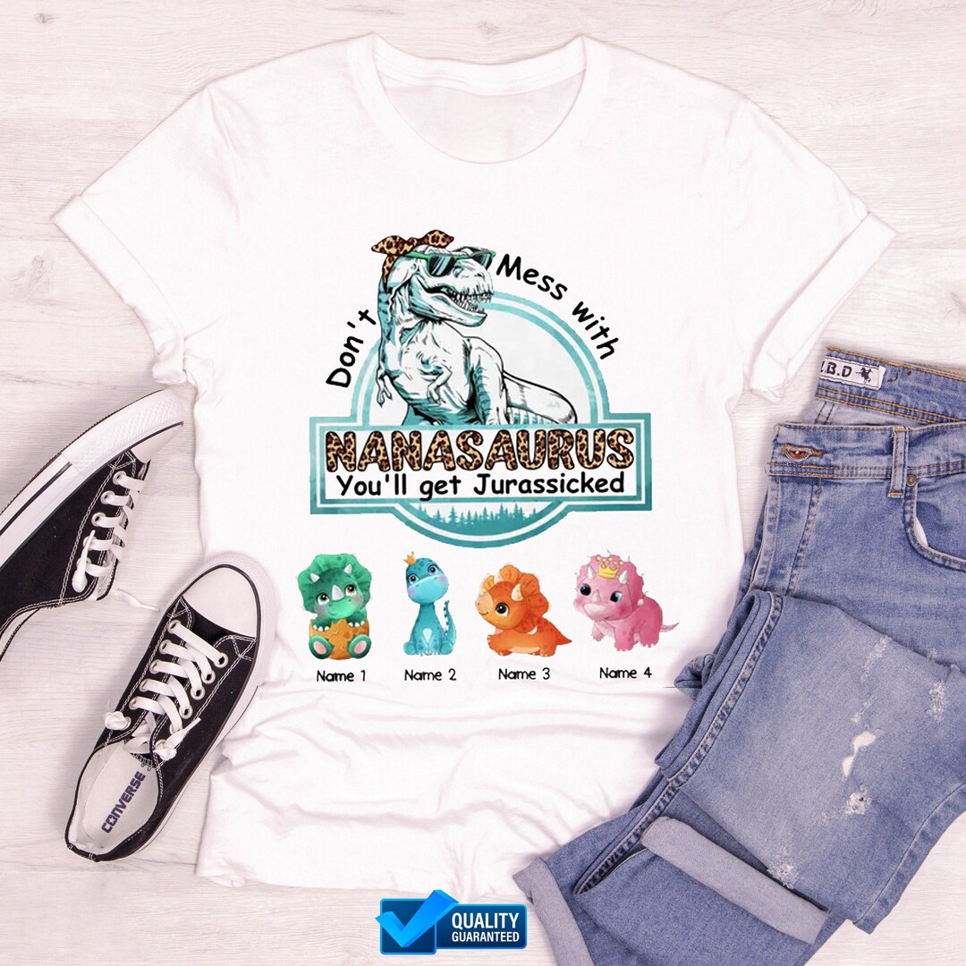Personalized Grandma Dinosaur Shirt, Custom Kids Name, Mom and Kids ...