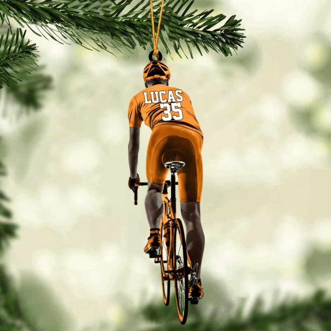 Personalized Male Cyclist Christmas Ornament, Bike Riding Acrylic ...