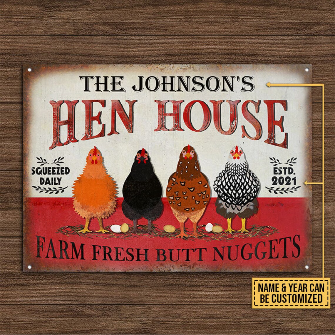 Personalized Chicken Hen House Fresh Customized Classic Metal Signs ...