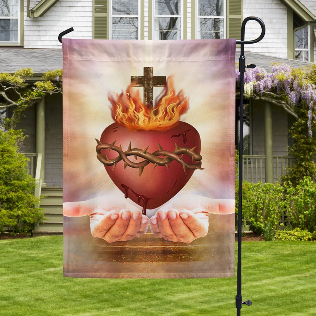 Sacred Heart of Jesus Catholic Flag Jesus Flag June Catholic - Etsy ...