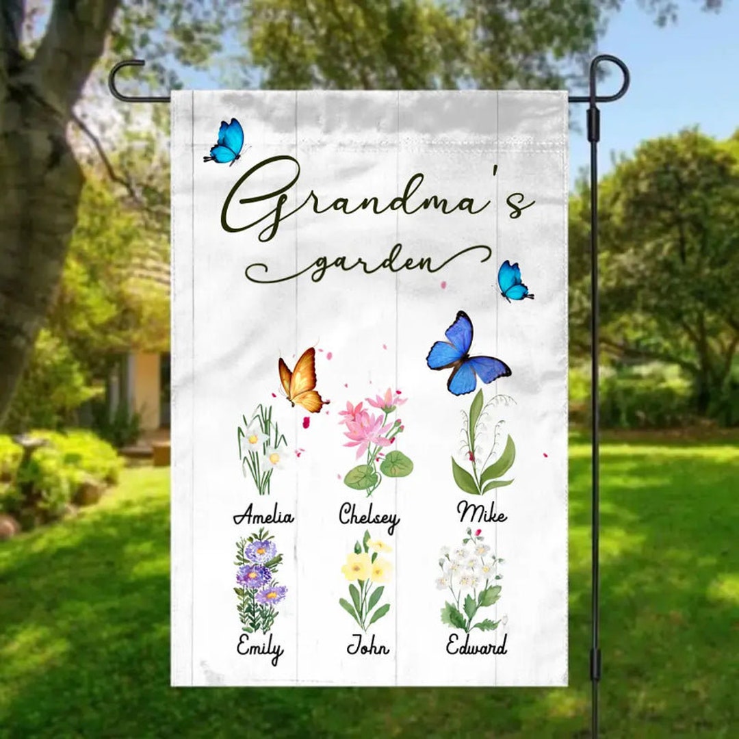 Personalized Grandma's Garden Flag, Custom Grandkids Name, Garden Flag ...