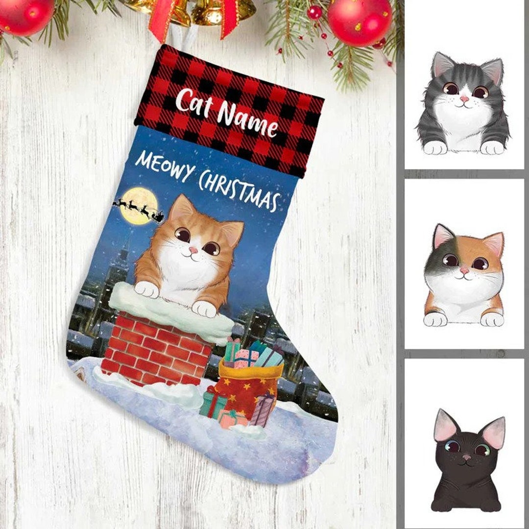 Personalized Christmas Cat Stocking Personalized With Any Name Pet ...