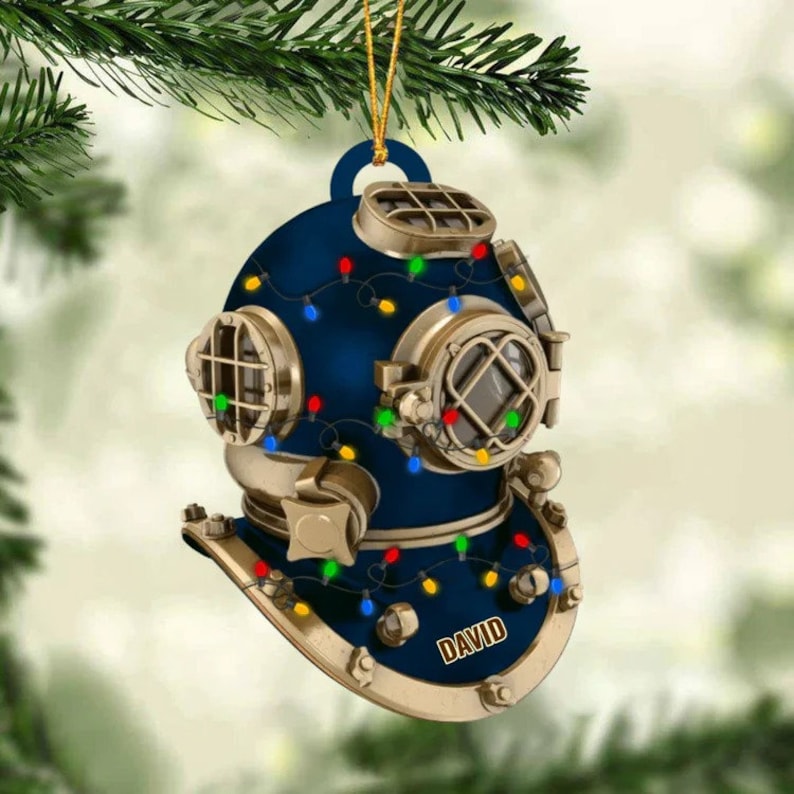 Personalized Scuba Diving Helmet Ornament Ornament Christmas - Etsy