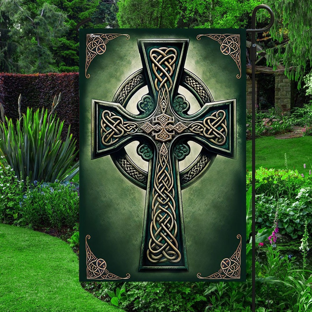Irish Celtic Cross St Patrick’s Day Flag, Shamrock Flag, Happy St ...