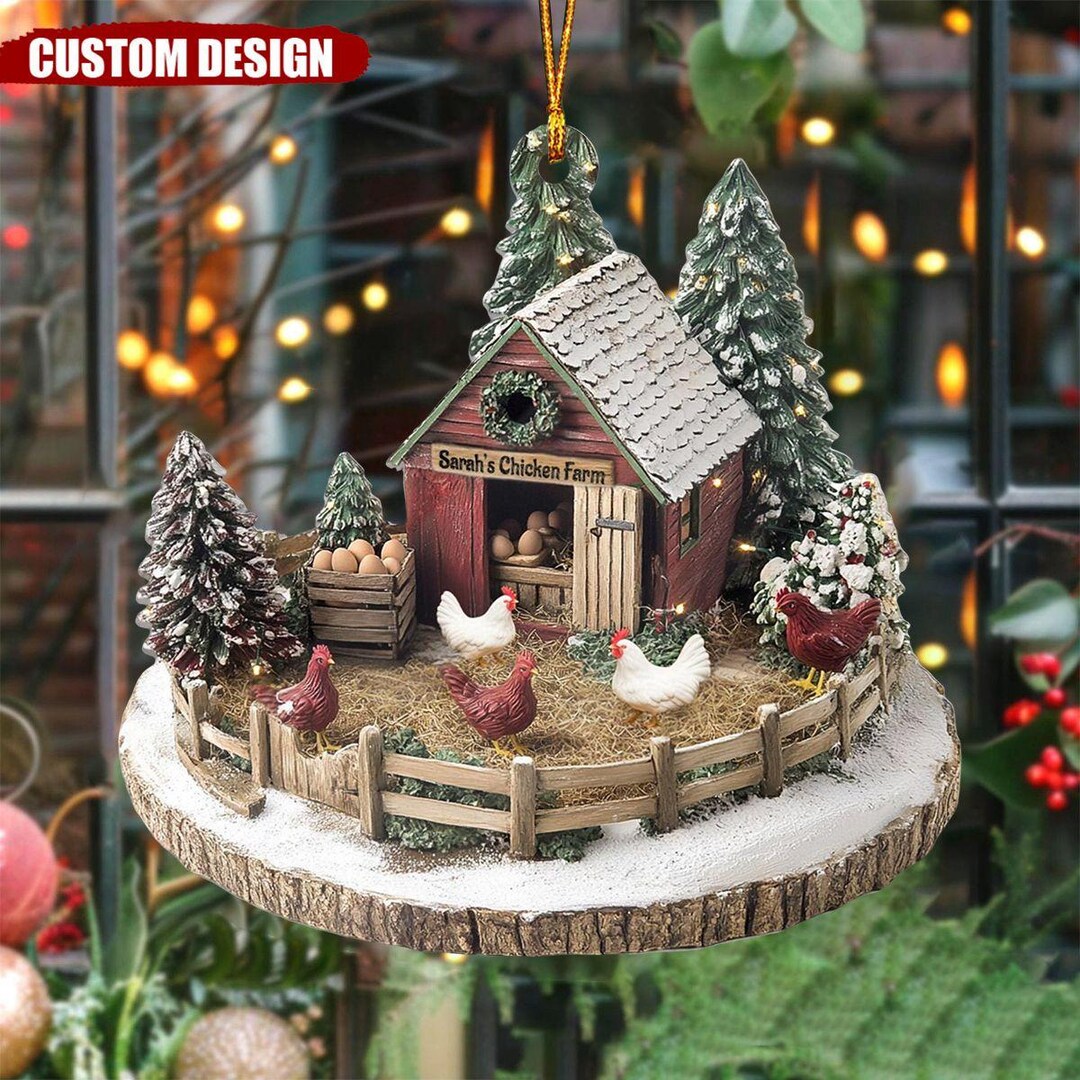 Personalized Dreamy Chicken Farm Christmas Ornament, Chicken Farm Tree ...