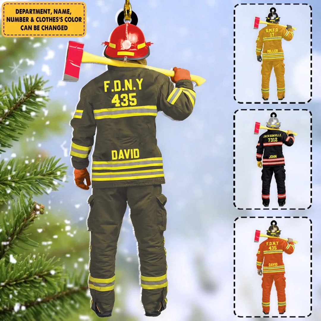Personalized Firefighter Armor Shaped Acrylic Ornament Proud ...