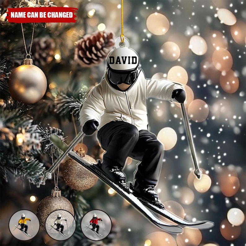 Personalized Skiing Shaped Ornament, Gift for Skiing Lovers, Gift for ...