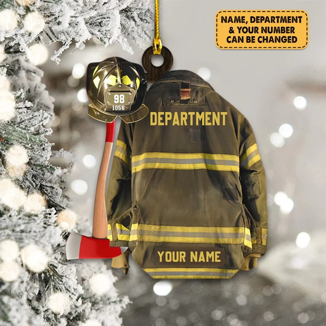 Personalized Firefighter Armor Shaped Acrylic Ornament Proud ...
