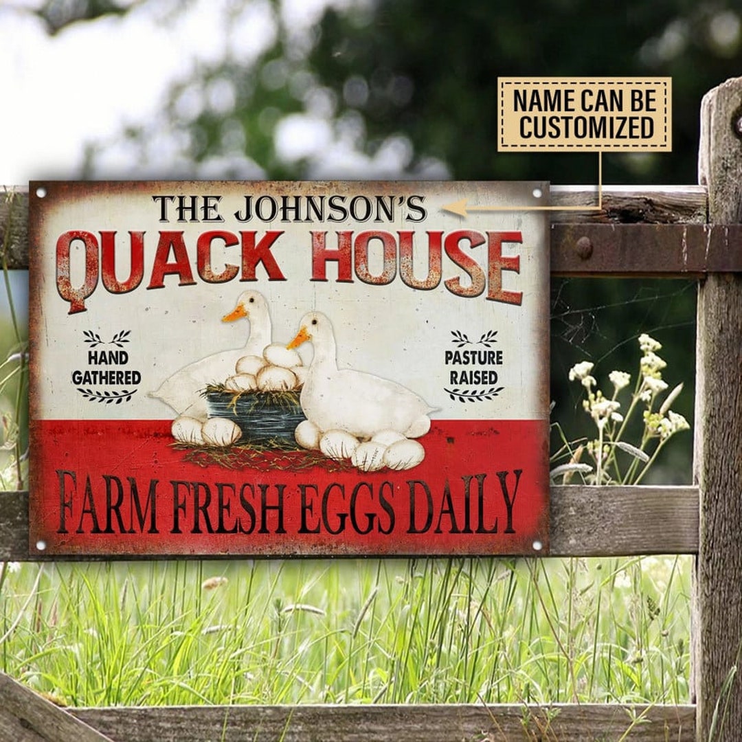 Personalized Duck Quack House Sign, Farm Fresh Eggs Customized Vintage ...