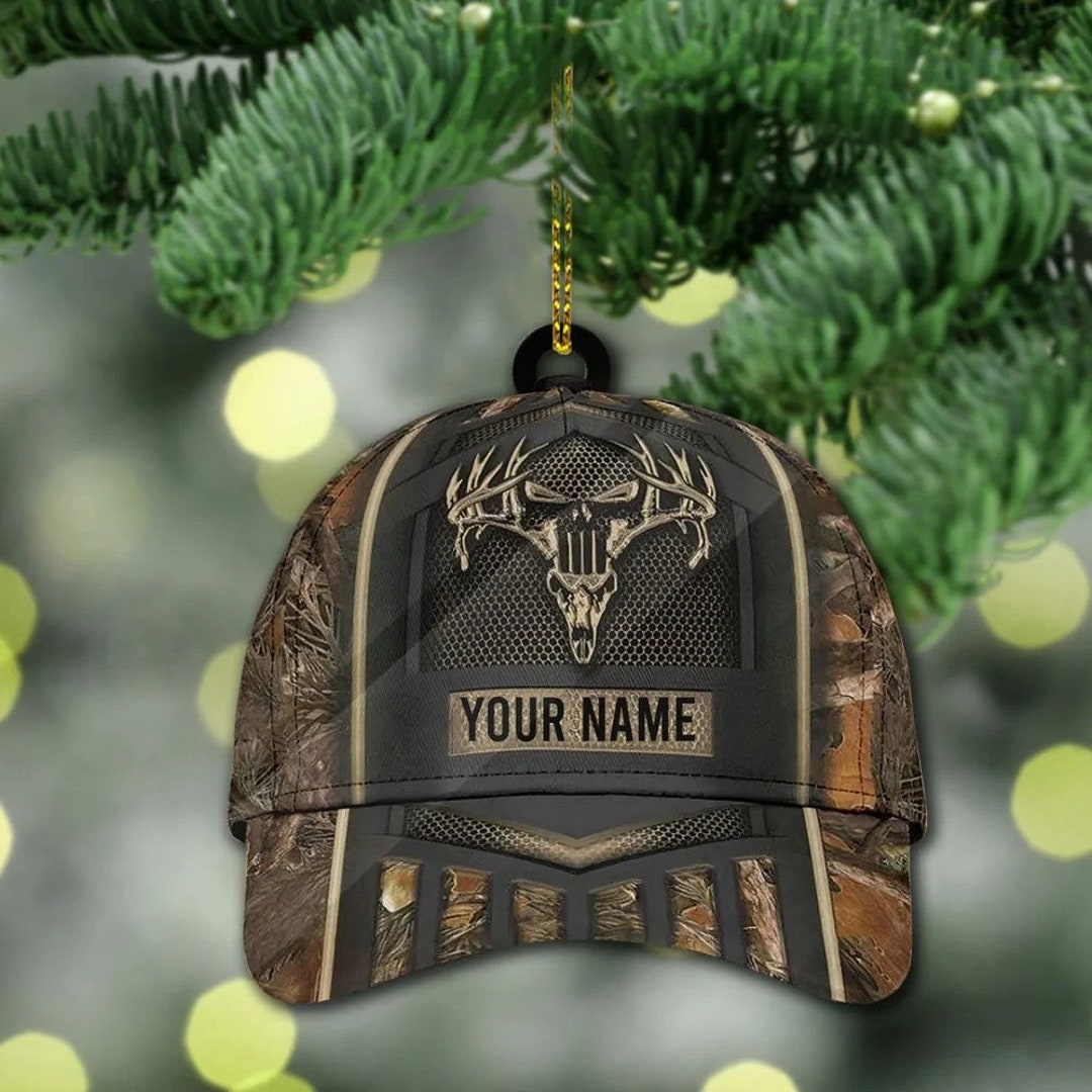 Personalized Deer Hunting Cap Flat Ornament Hunting Lover Ornament ...