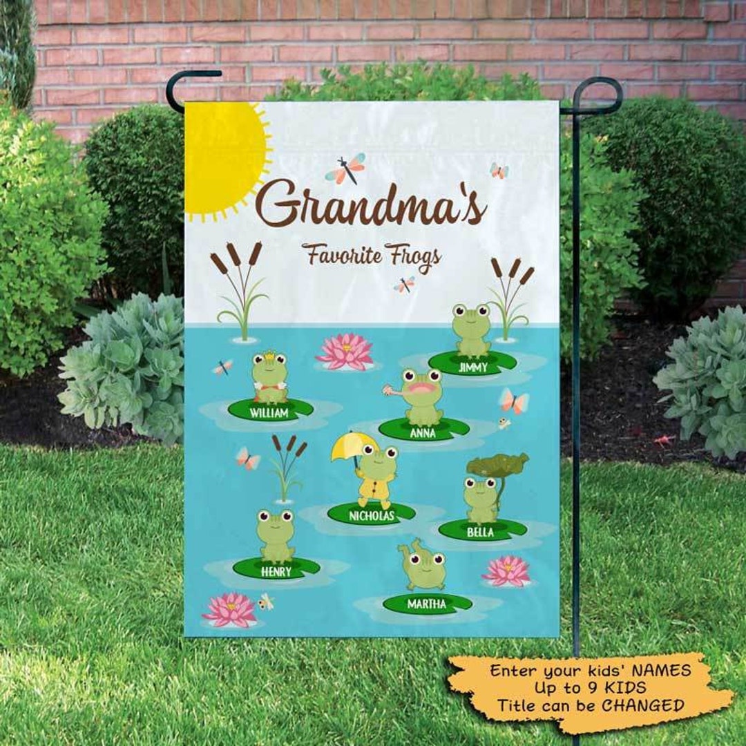 Personalized Favorite Garden Frogs Flag, Custom Garden Flag for Grandma ...