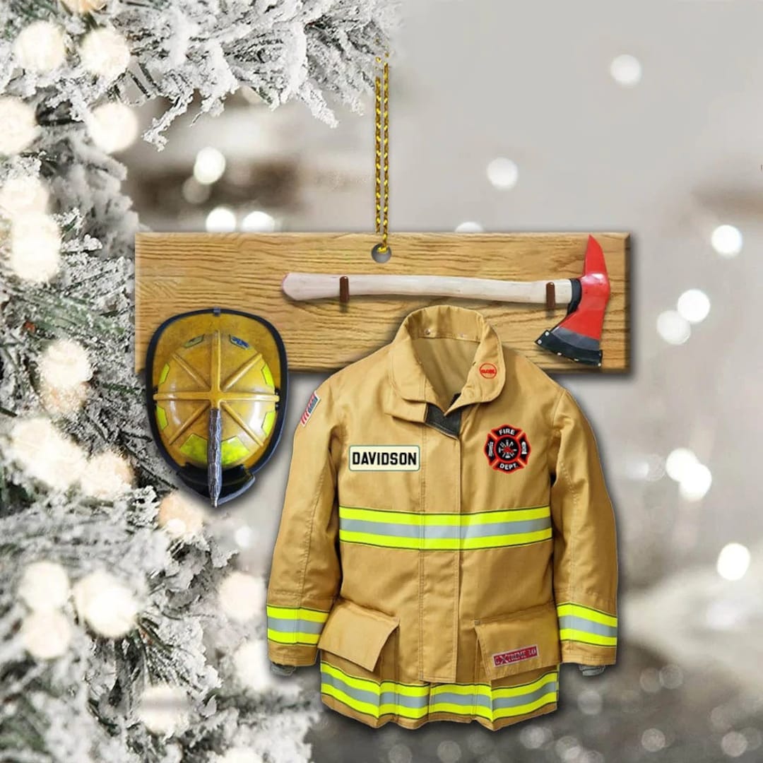 Personalized Firefighter Ornament Firefighter Front Armor and - Etsy