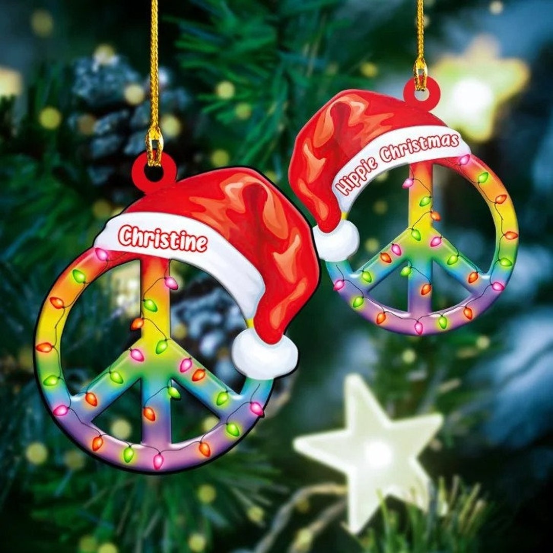 Personalized Hippie Peace of Lover Custom Shaped Acrylic Ornament ...