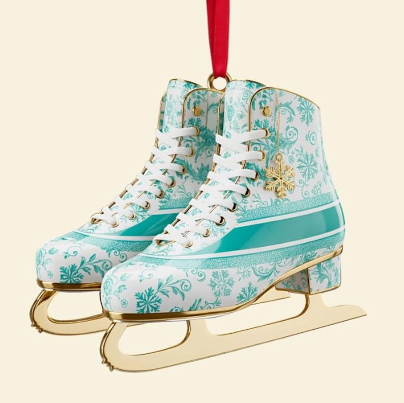Personalized Winter Skating Toile De Jouy Christmas Ornament, Gifts for ...