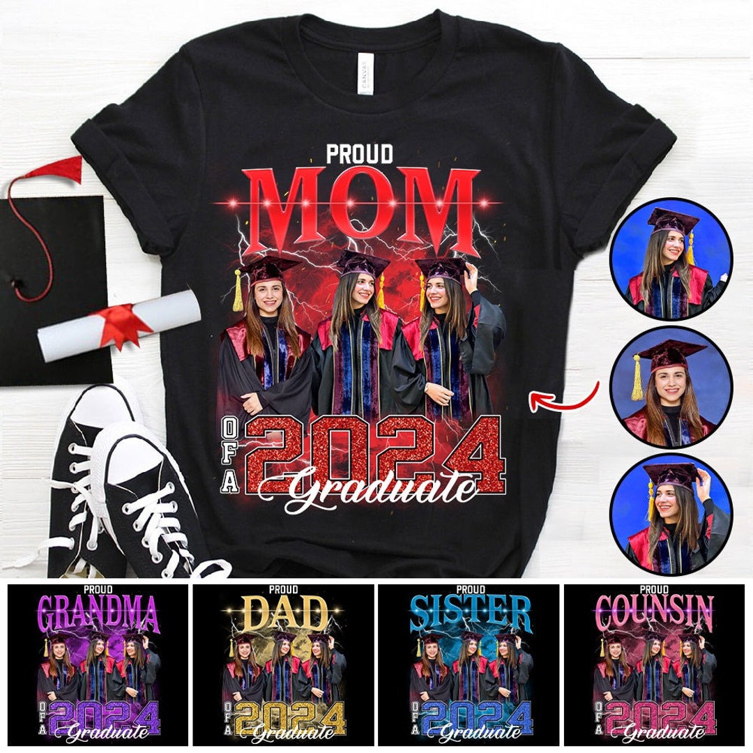 Personalized Proud Mom Graduation Bootleg Shirt, Class of 2024 T Shirt ...