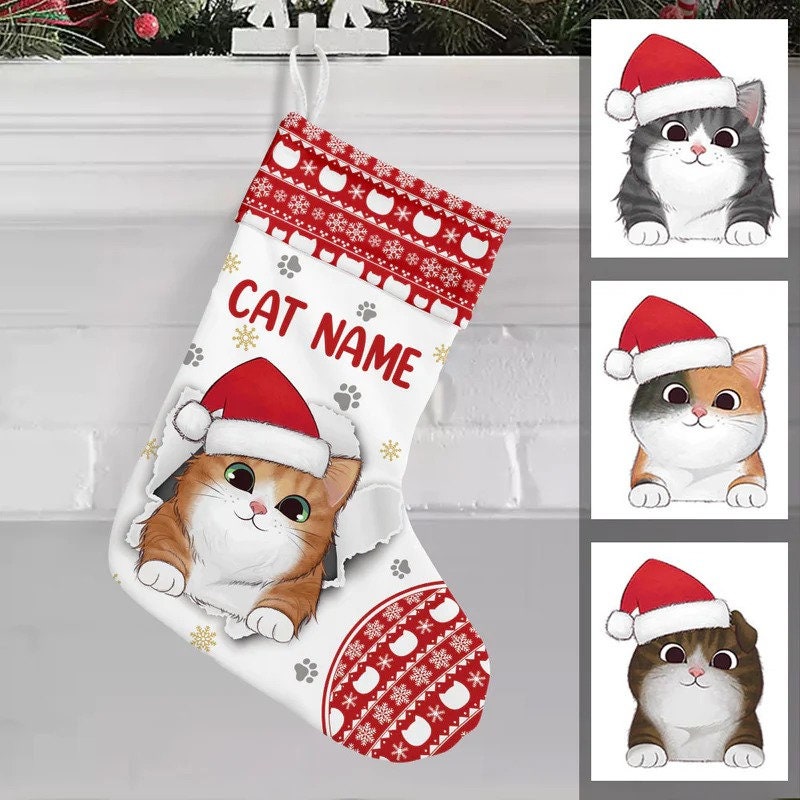 Personalized Christmas Cat Stocking Personalized With Any Name Pet ...
