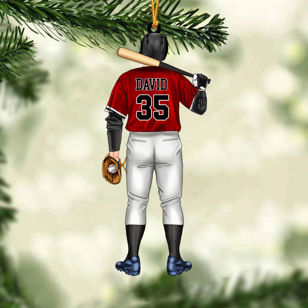 Personalized Baseball Player Christmas Ornament, Baseball Christmas ...