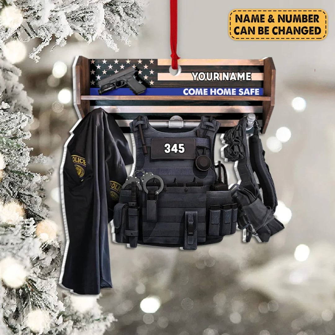 Personalized Police Acrylic Ornament Come Home Safe Police Storage ...