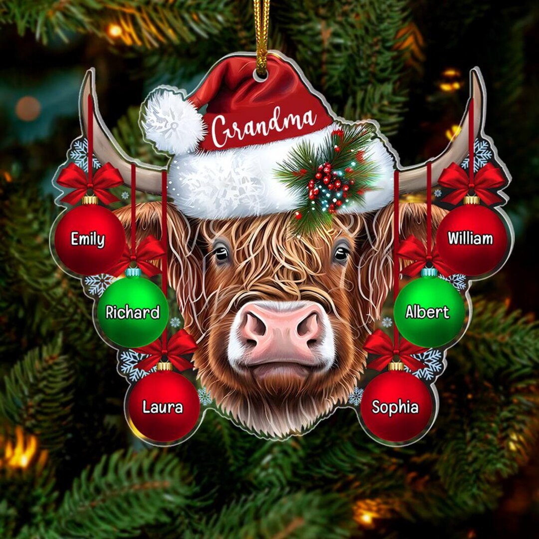 Personalized Grandma Cow Ornament, Grandma Cow Christmas, Grandma Cow ...